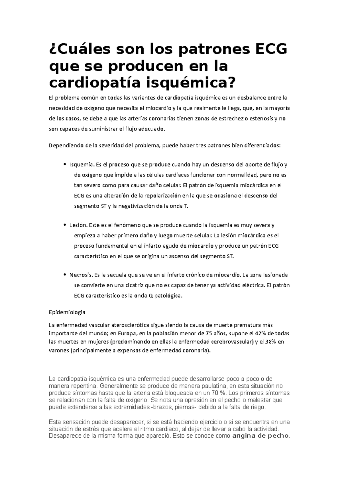 Cardiopatía isquémica - ¿Cu愃Āles son los patrones ECG que se producen ...