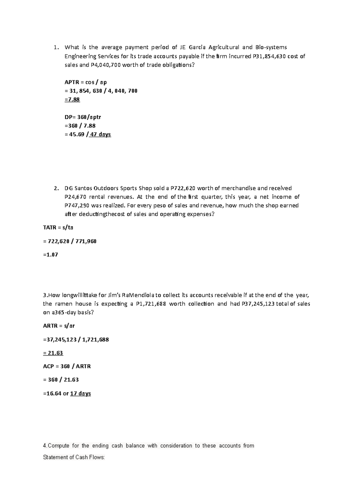 Finance - Lecture notes 8 - What is the average payment period of JE ...