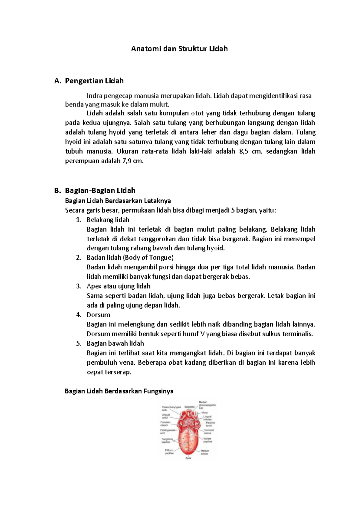 Lidah 1 - Anatomi dan Struktur Lidah A. Pengertian Lidah Indra pengecap ...