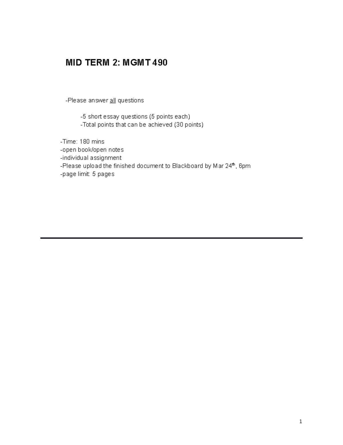 Mid-Term 2 2021 - Strategic Management Exam #2 - MID TERM 2: MGMT 490 ...