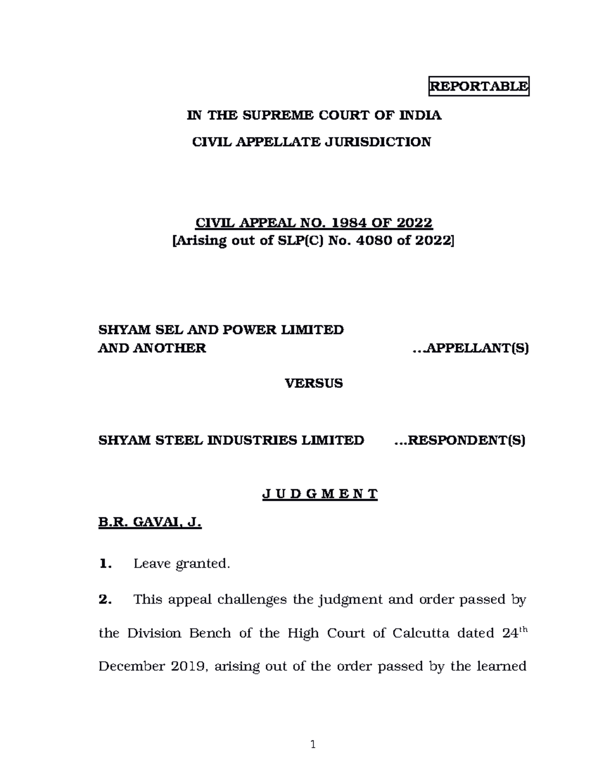 Types OF Judgment Judgement 14-Mar-2022 - REPORTABLE IN THE SUPREME ...