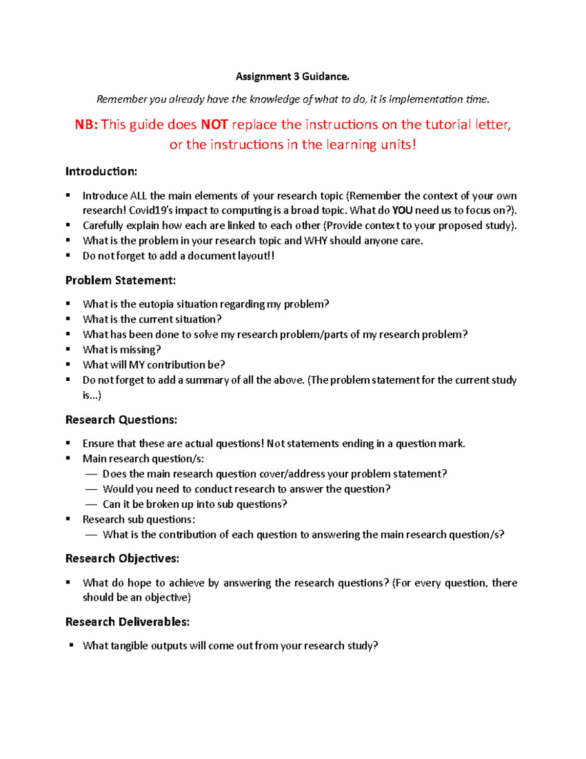 Assignment 3 Guidance - Assignment 3 Guidance. Remember you already ...