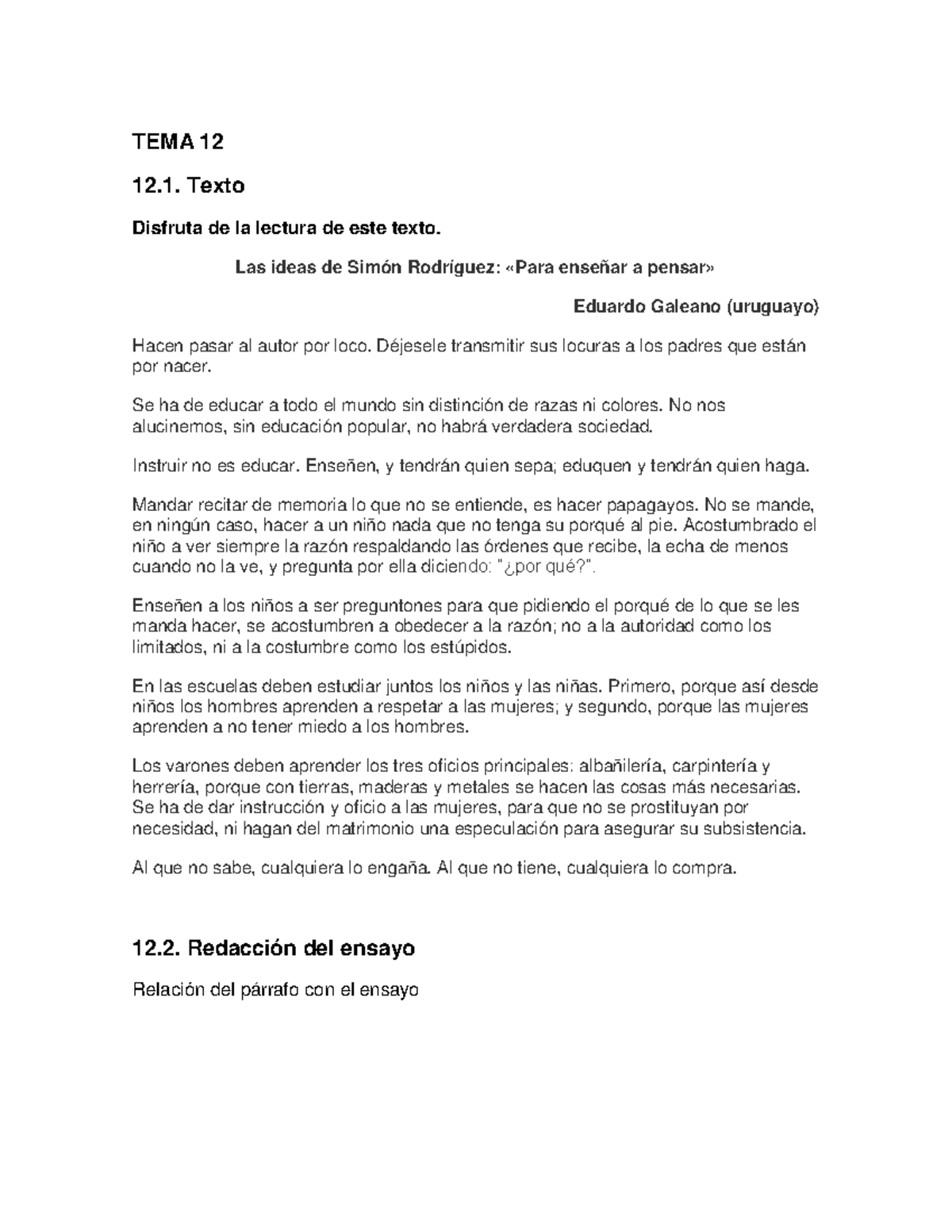 2P COE TEMA 12-13-14 - TEMA 12 12. Texto Disfruta de la lectura de este ...