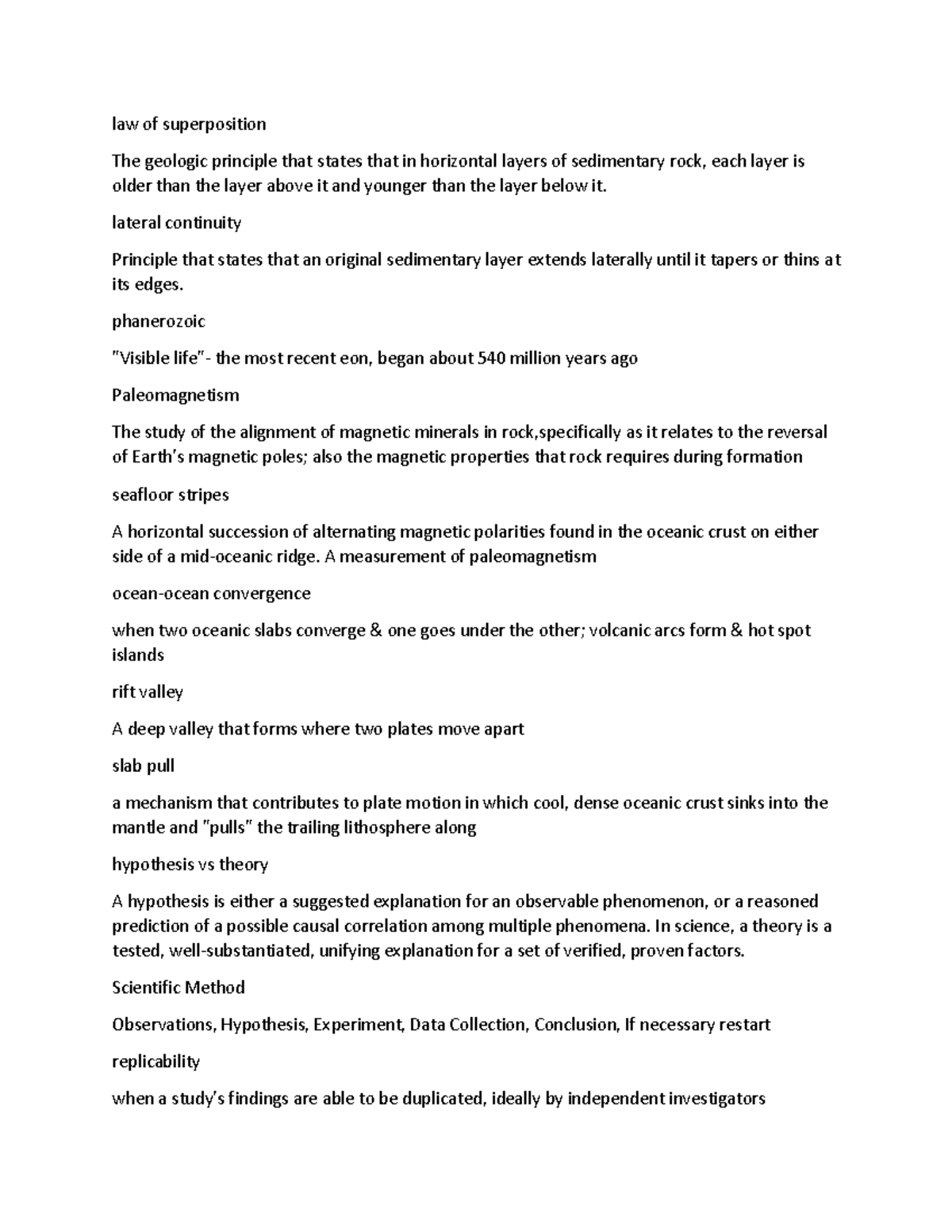 Earthquakes and Volcanoes Exam 1 Study Guide - law of superposition The ...