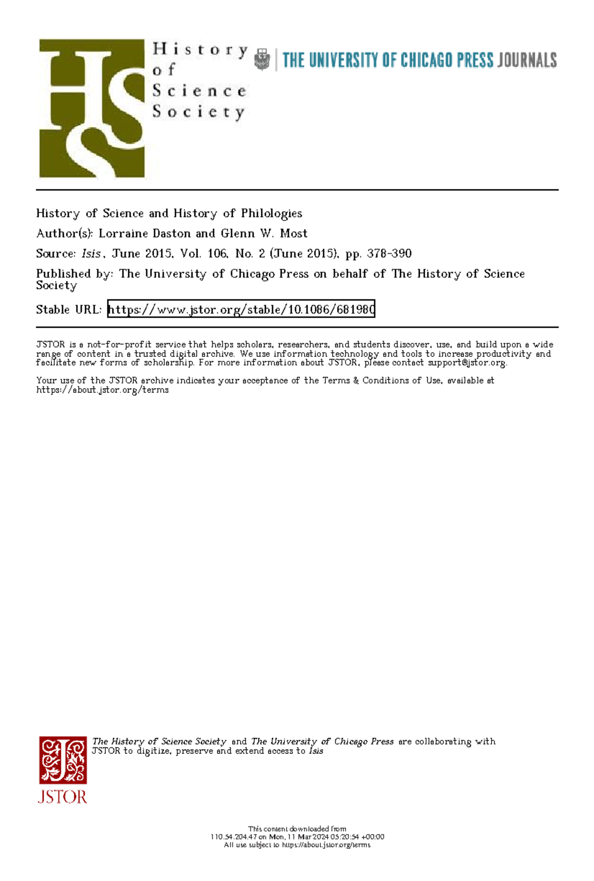 Daston-History Science History-2015 - History of Science and History of ...