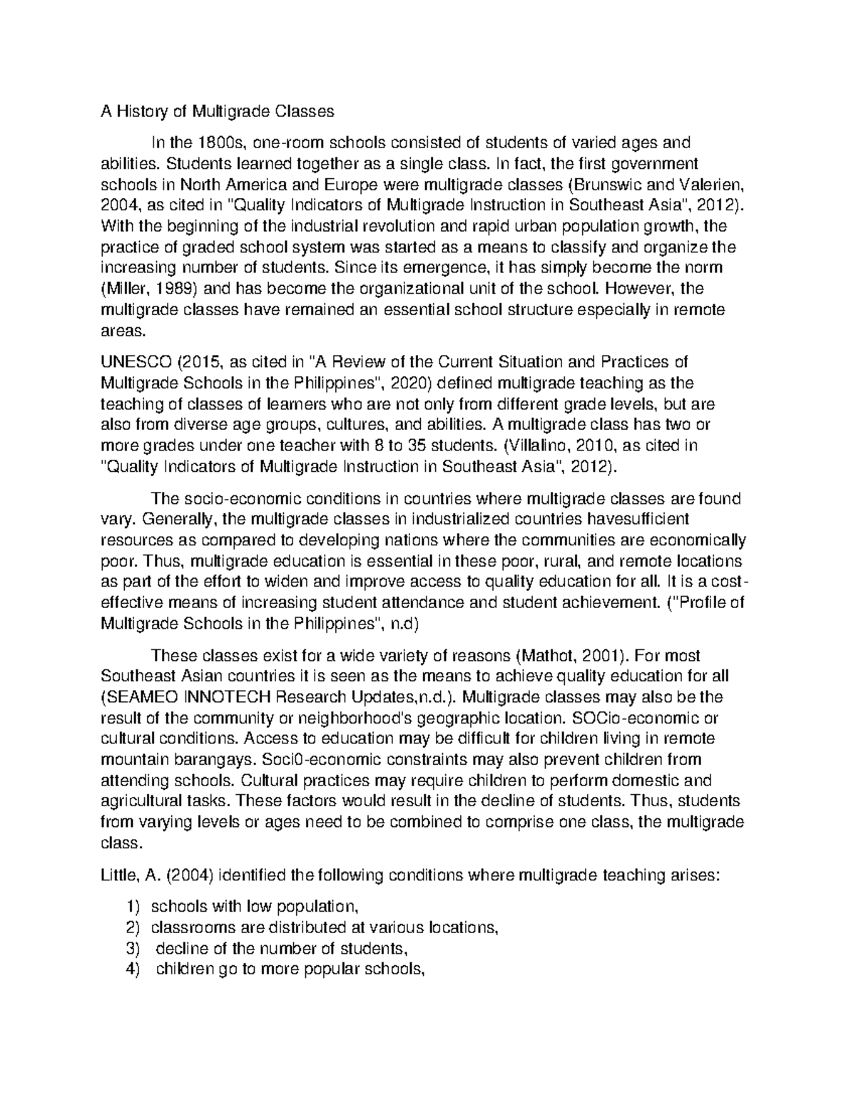 History and Nature of Multigrade Program - A History of Multigrade ...