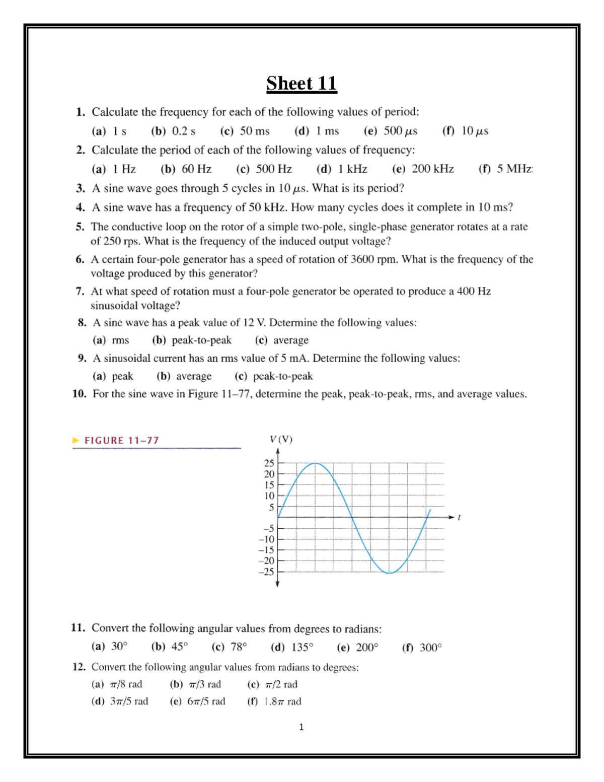 Sheet 11 - Electrical And Electronic Circuits - Sheet - Studocu