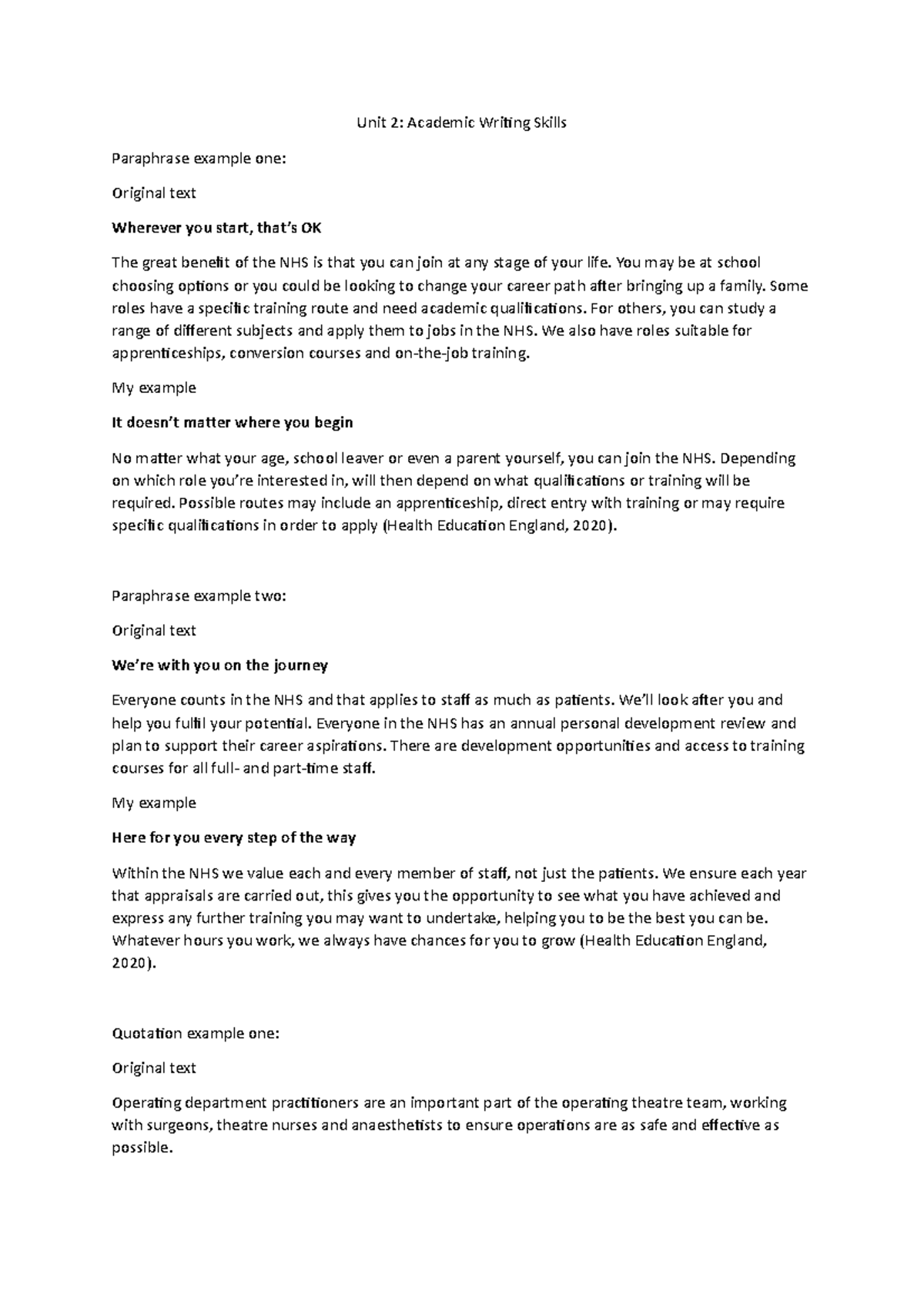 Unit 2 - Academic writing skills - Unit 2: Academic Writing Skills ...