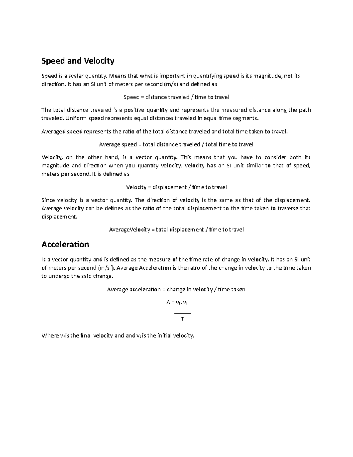 Speed and Velocity - ict professor - Speed and Velocity Speed is a ...