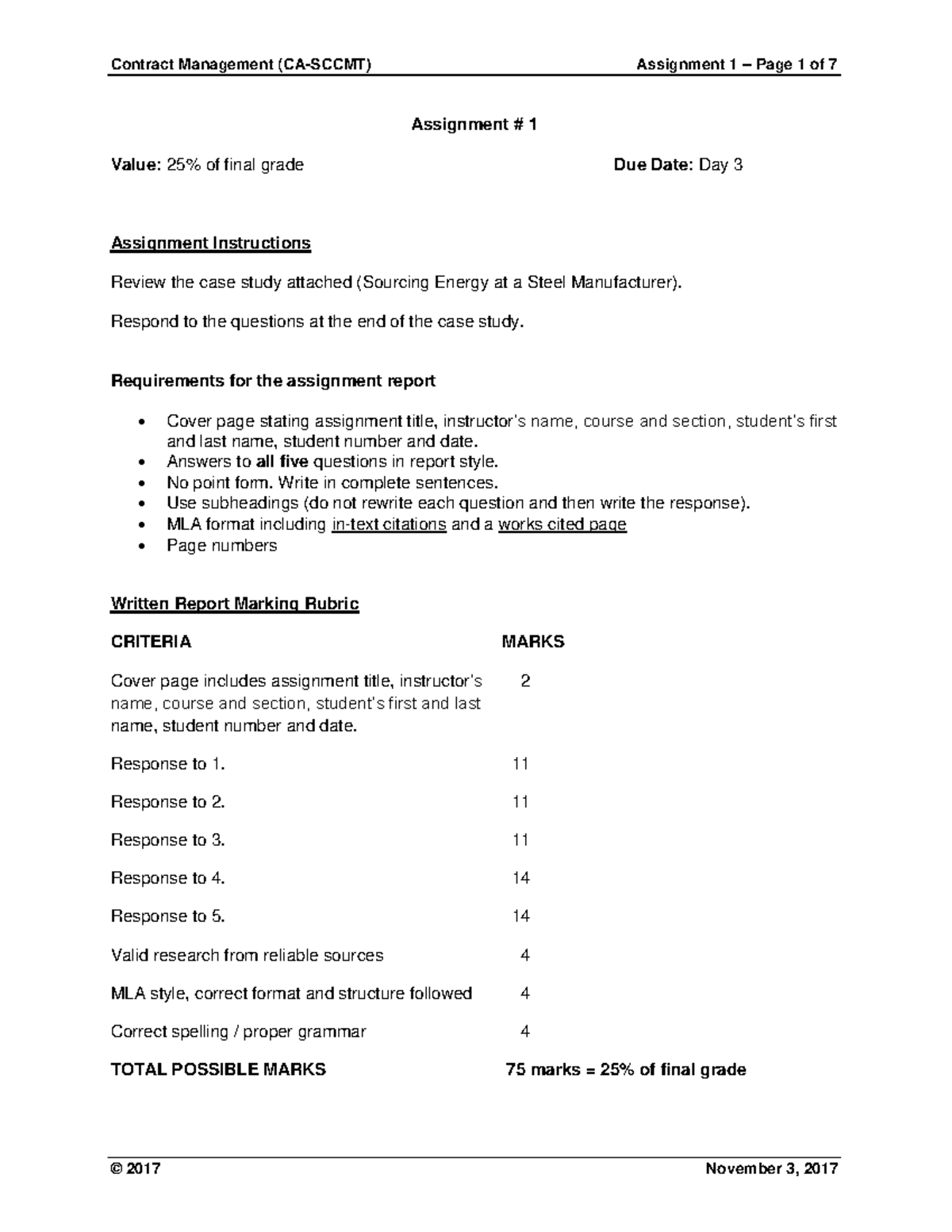 CA- Sccmt v1-1 Assignment 1 2017-1103 - Assignment # 1 Value: 25% of ...