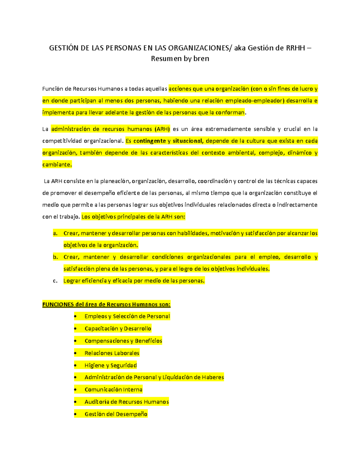 Resumen RRHH - GESTI”N DE LAS PERSONAS EN LAS ORGANIZACIONES/ aka GestiÛn de RRHH – Resumen by ...