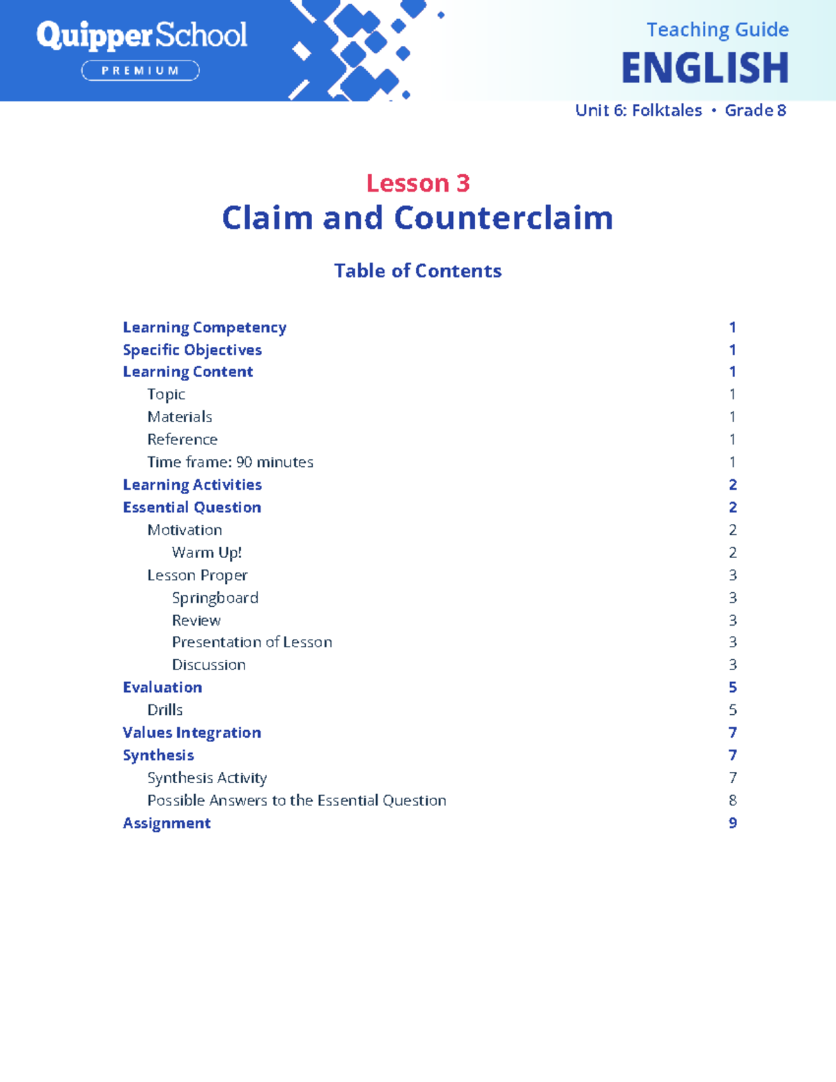 PDF-TG English-8 Unit-6 Lesson-3 Claim-and-Counterclaim - Claim and ...