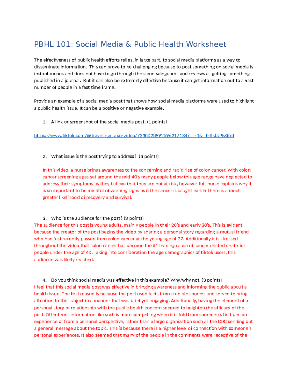 PBHL WEEK 10 Worksheet - PBHL 101: Social Media & Public Health ...