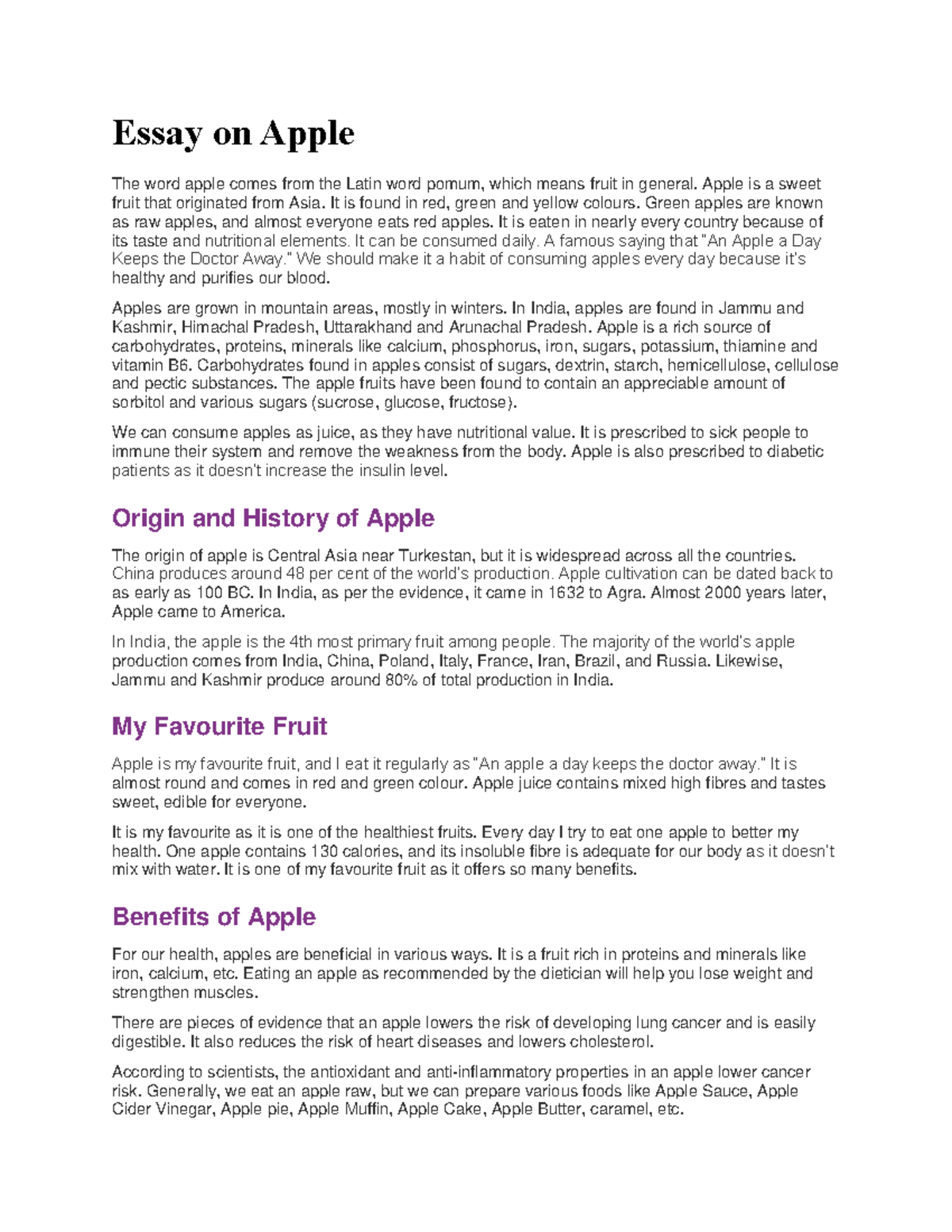 Essay on Apple - Essay on Apple Essay on Apple The word apple comes ...