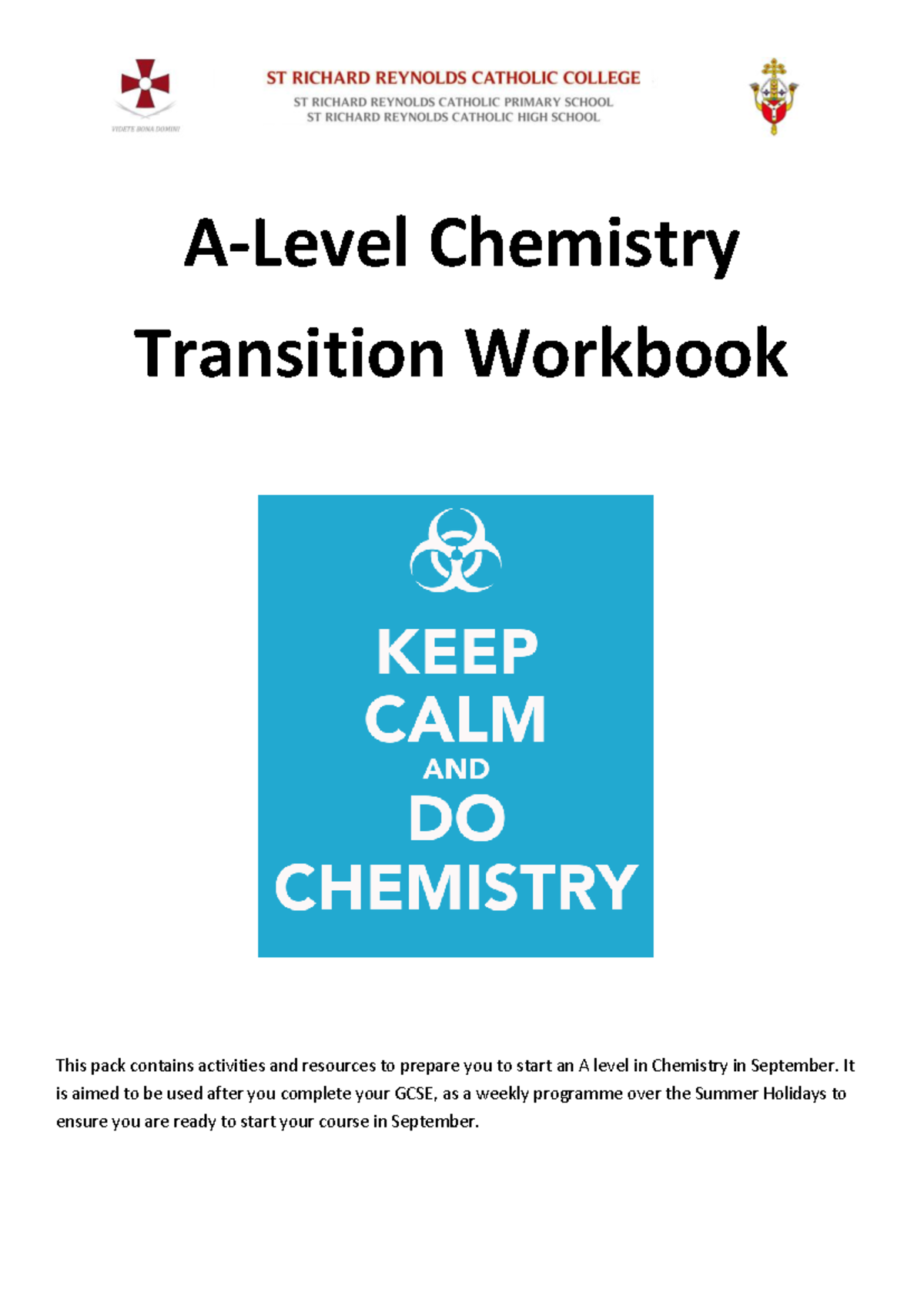 Srrcc A level Chemistry Transition Booklet - A-Level Chemistry ...