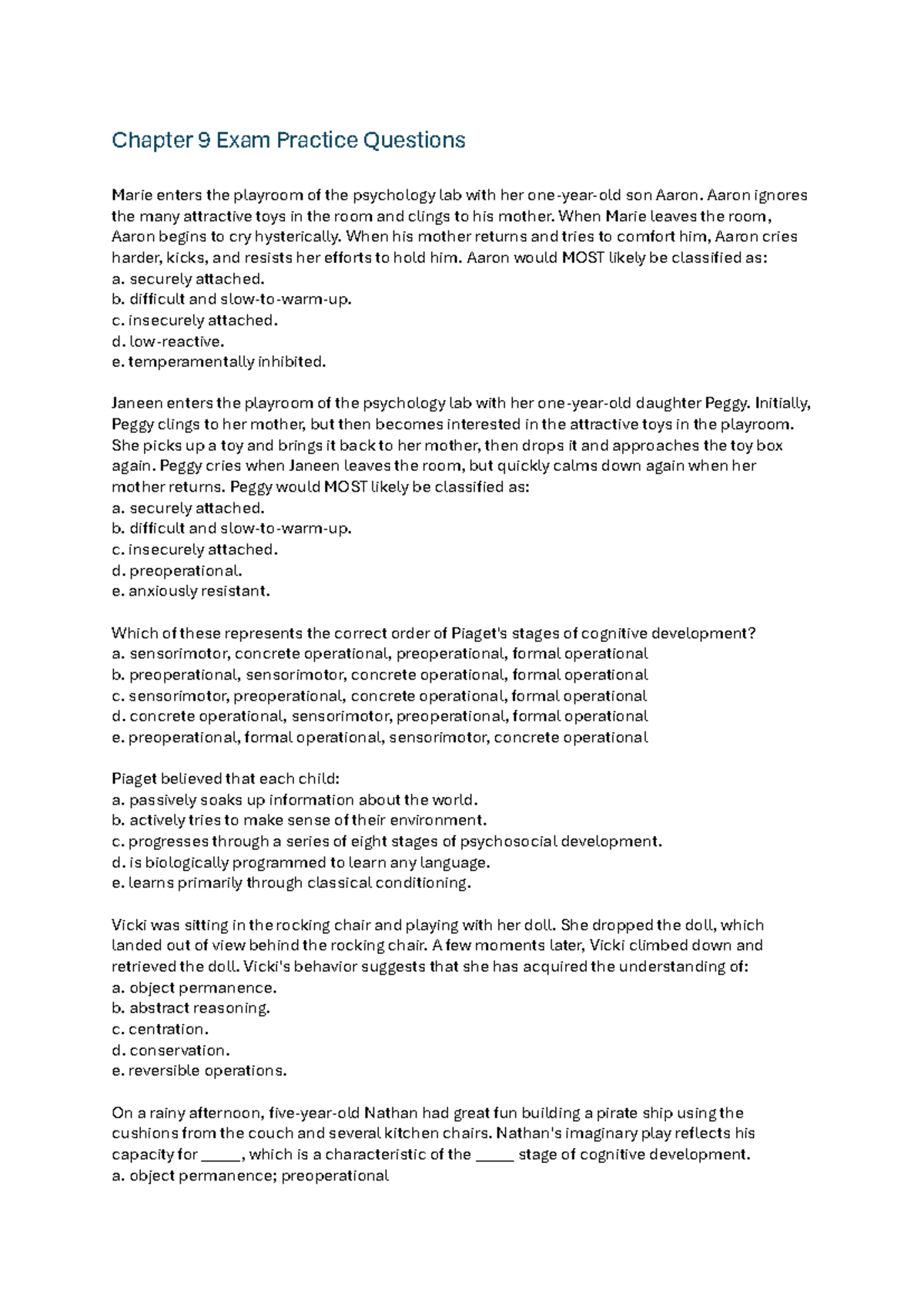 Chapter 9 Exam Practice Questions - Chapter 9 Exam Practice Questions ...