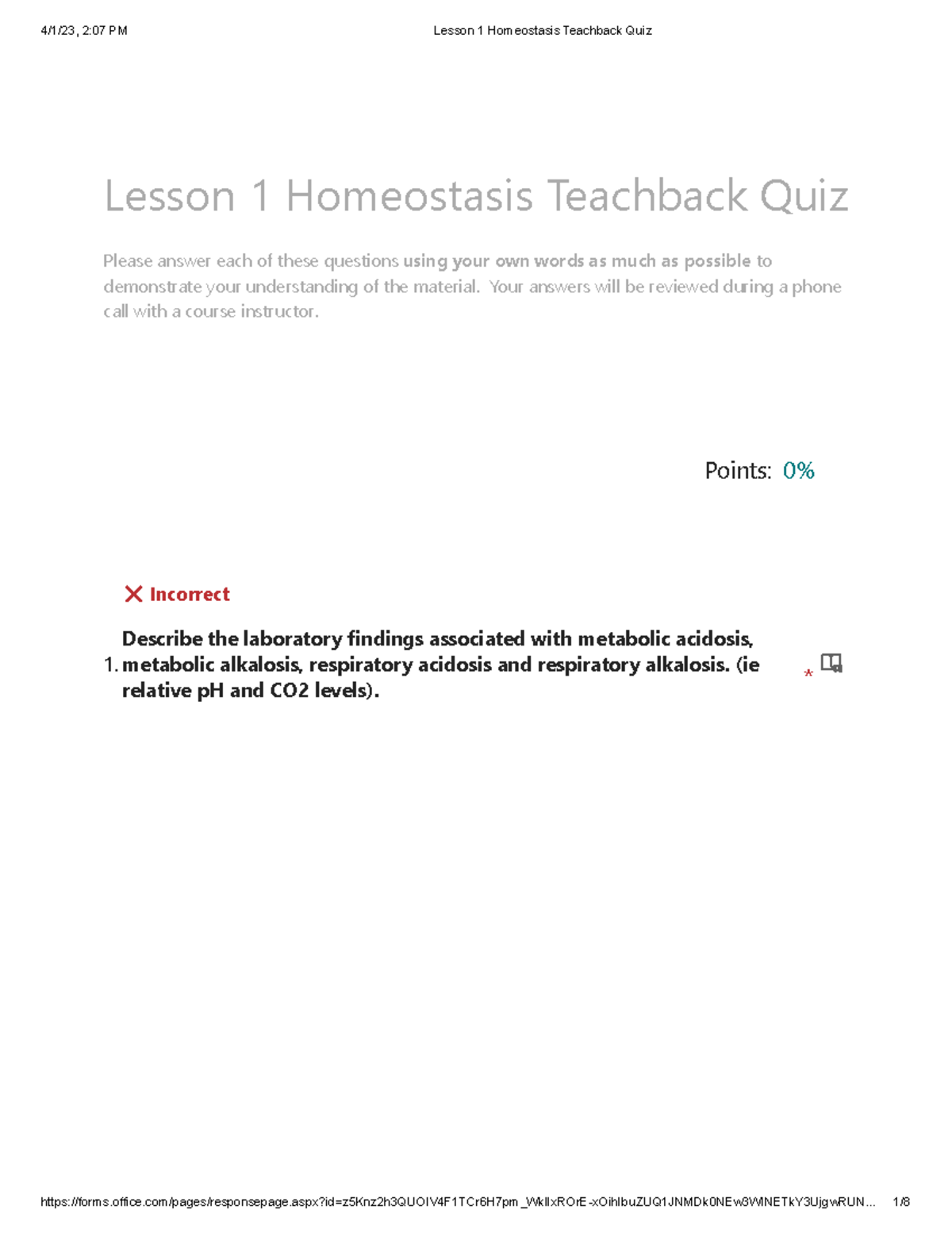 Lesson 1 Homeostasis Teachback Quiz - Your answers will be reviewed ...