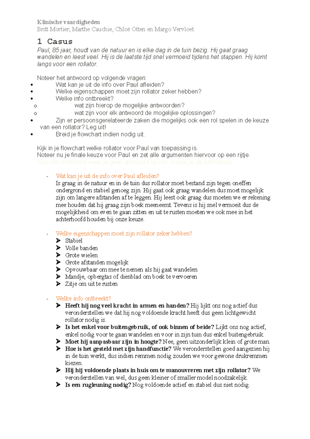 casus omtrent rollator - Klinische vaardigheden Britt Mortier, Marthe ...
