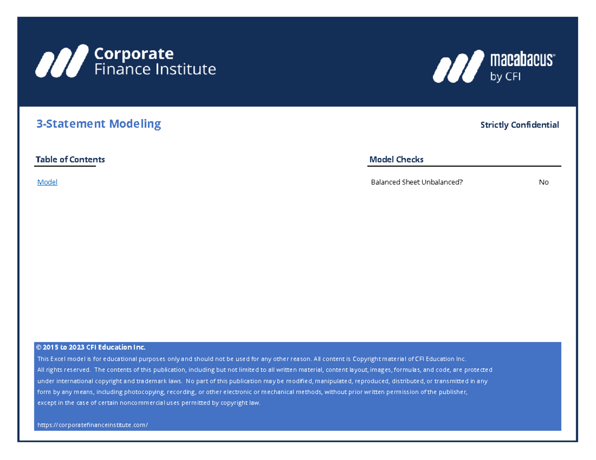 Introduction to 3-Statement Modeling Model (Complete) - 3-Statement ...
