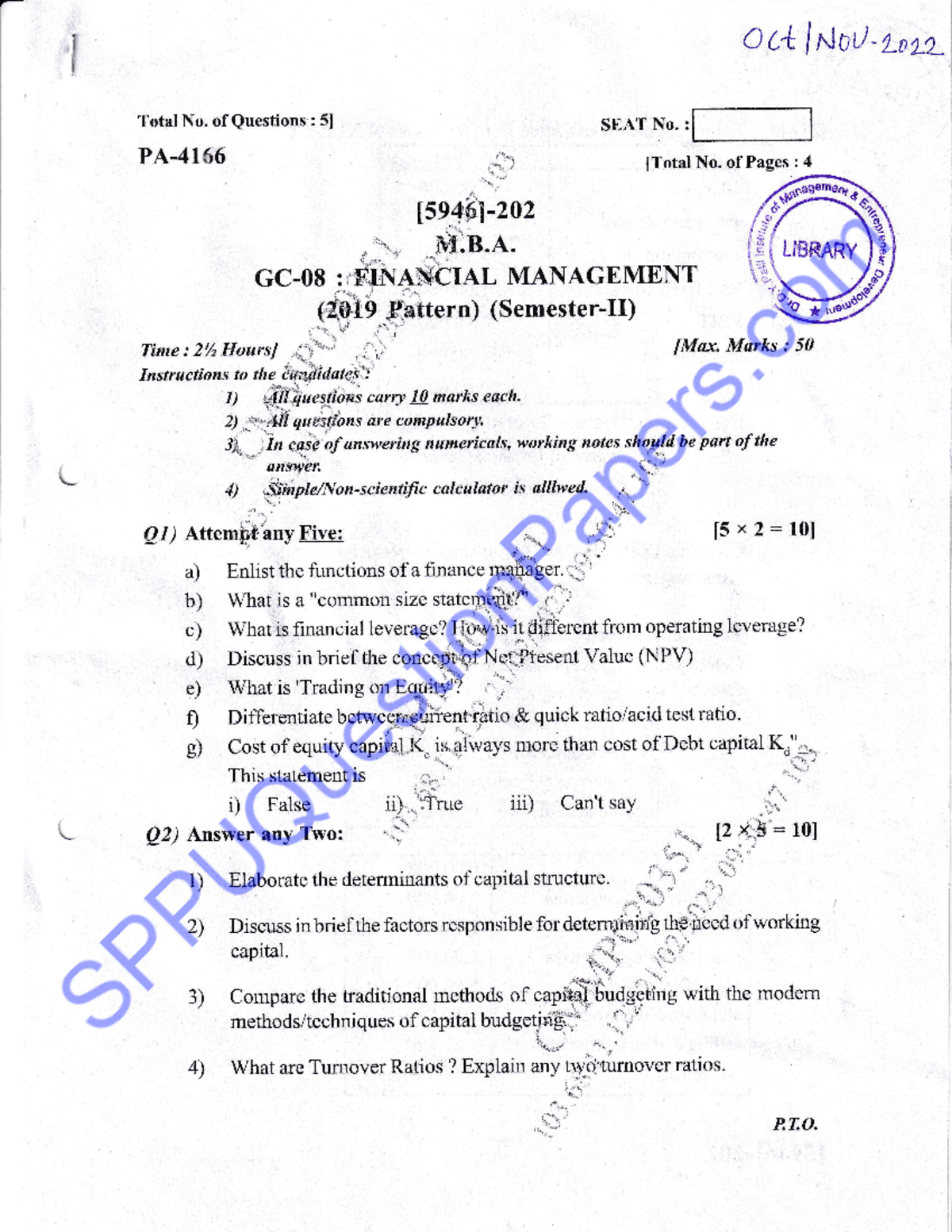 Postgraduate-pg mba semester-2 2022 november financial-management-pattern-2019 - C C+ lxtoY ...