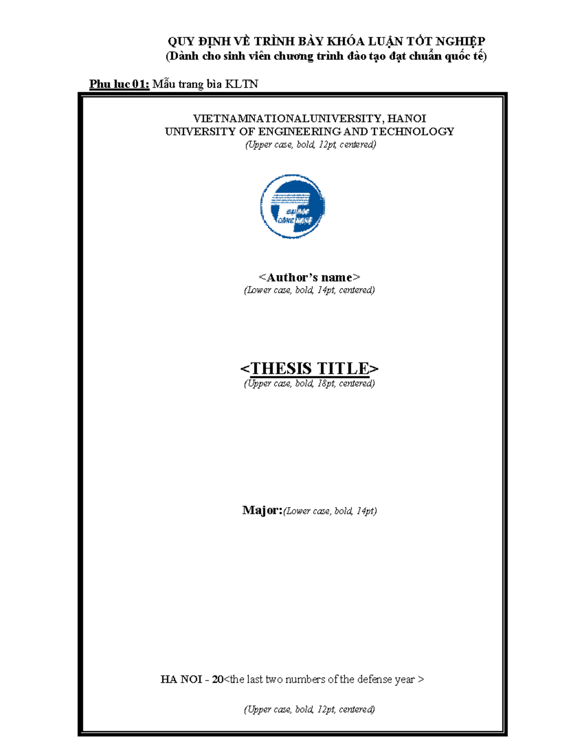 Trình bày KLTN của chương trình đạt chuẩn quốc tế - ####### QUY ĐỊNH V ...