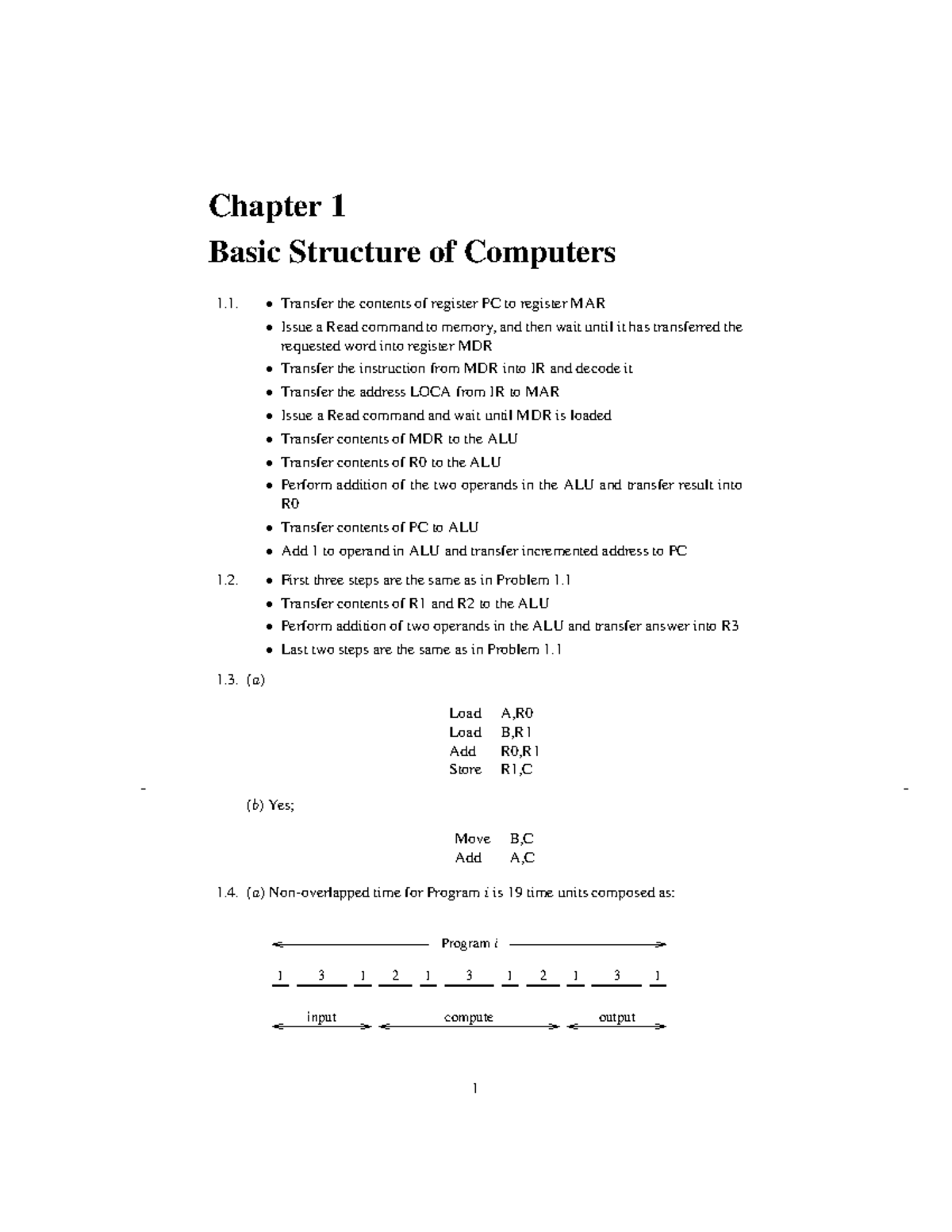Computer organization hamacher instructor manual solution chapter 11 - Chapter 1 Basic Structure ...