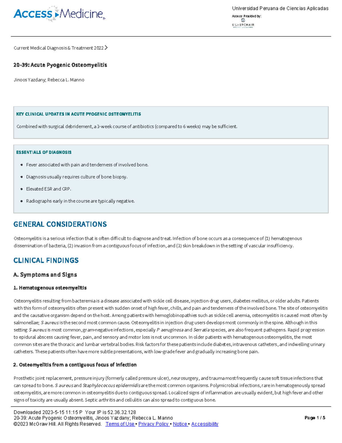 20-39 Acute Pyogenic Osteomyelitis - Current Medical Diagnosis ...