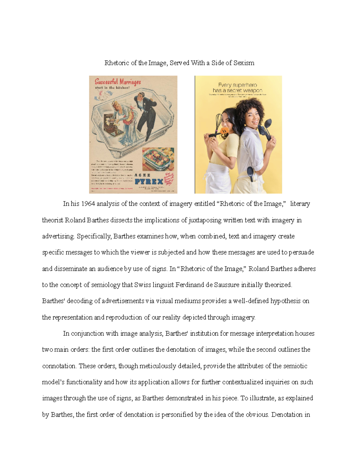 Rhetoric of the Image.Final Draft - Rhetoric of the Image, Served With ...