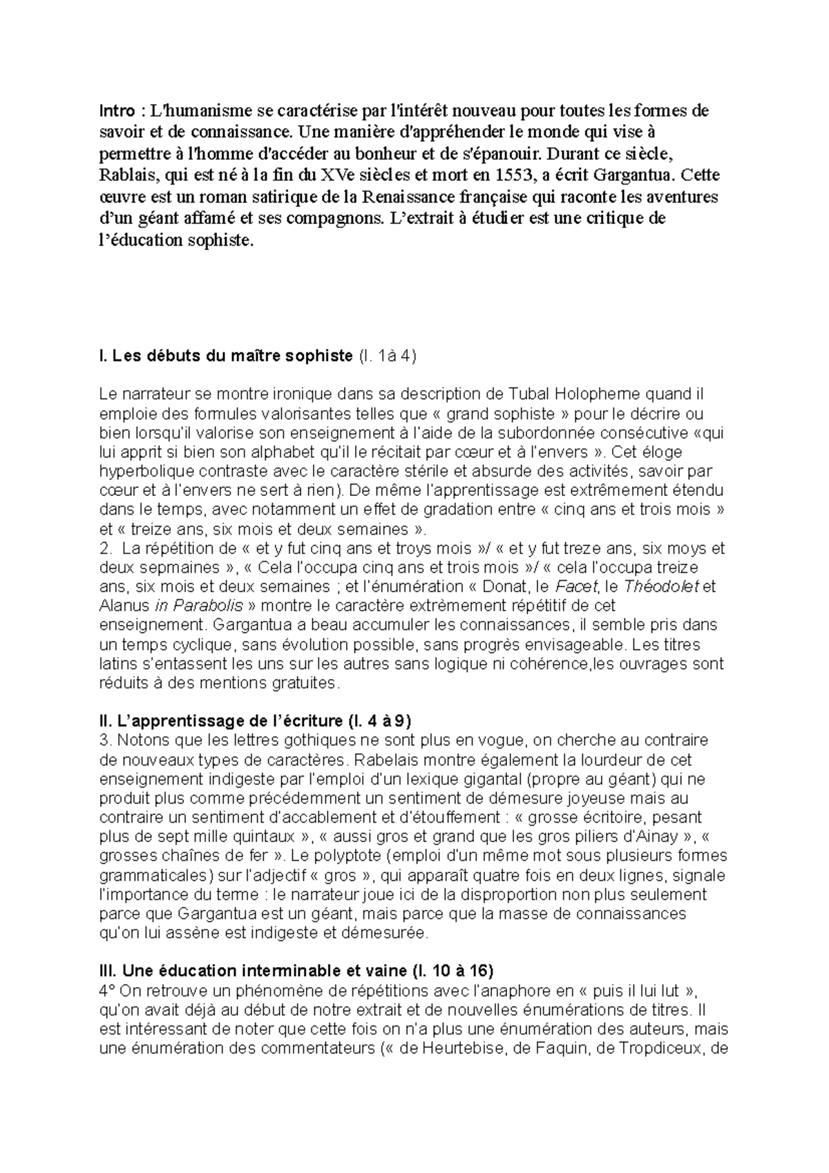 Gargantua n°12 - Français - Studocu