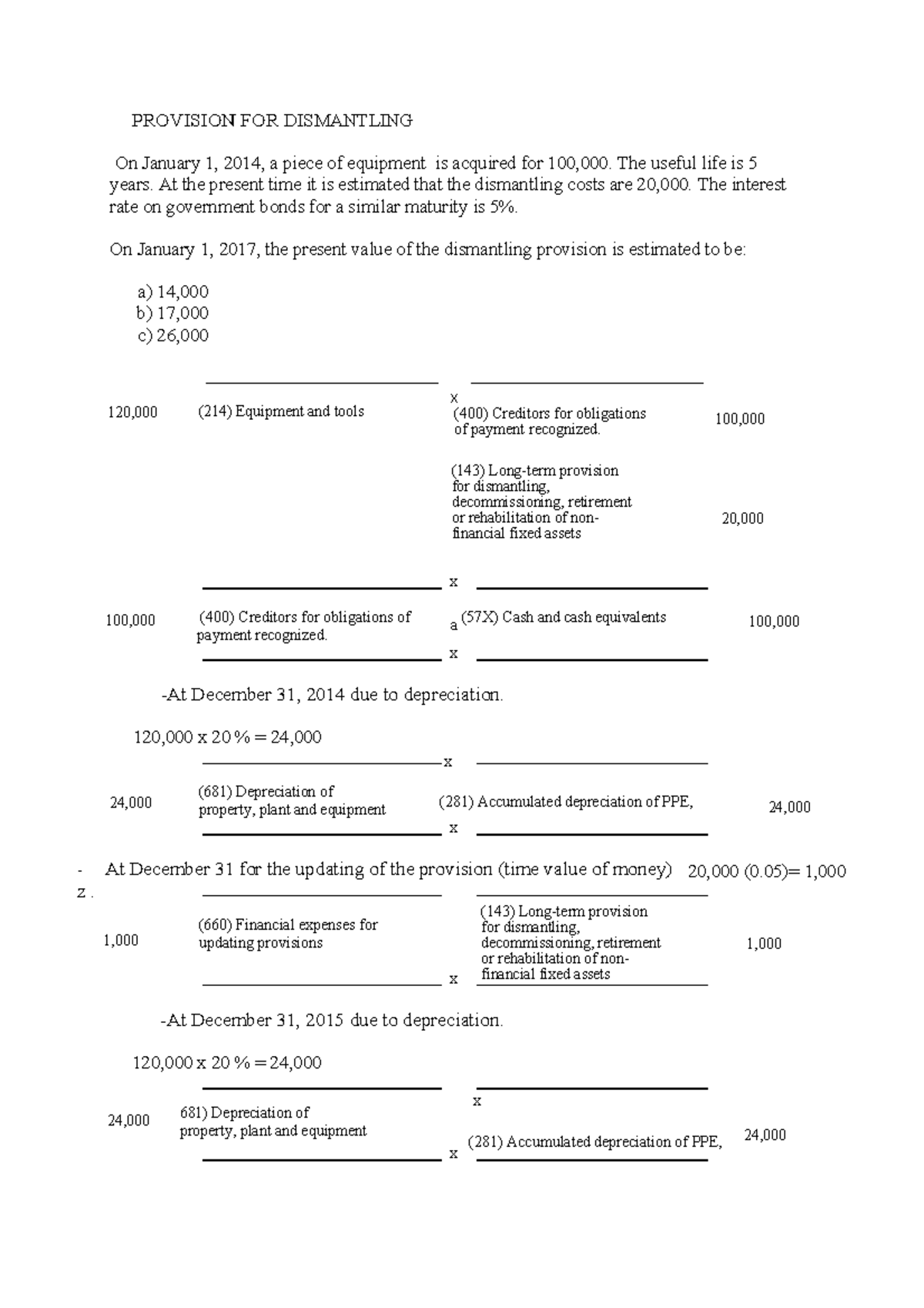 Dismantling-Provision - PROVISION FOR DISMANTLING On January 1, 2014, a ...