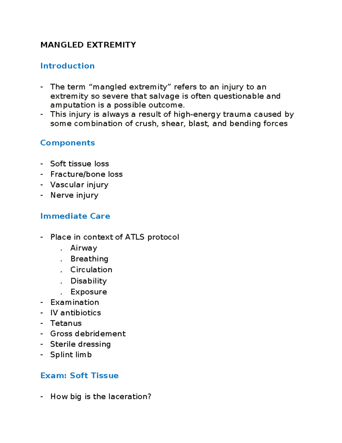 Mangled Extremity - ortho - MANGLED EXTREMITY Introduction The term ...