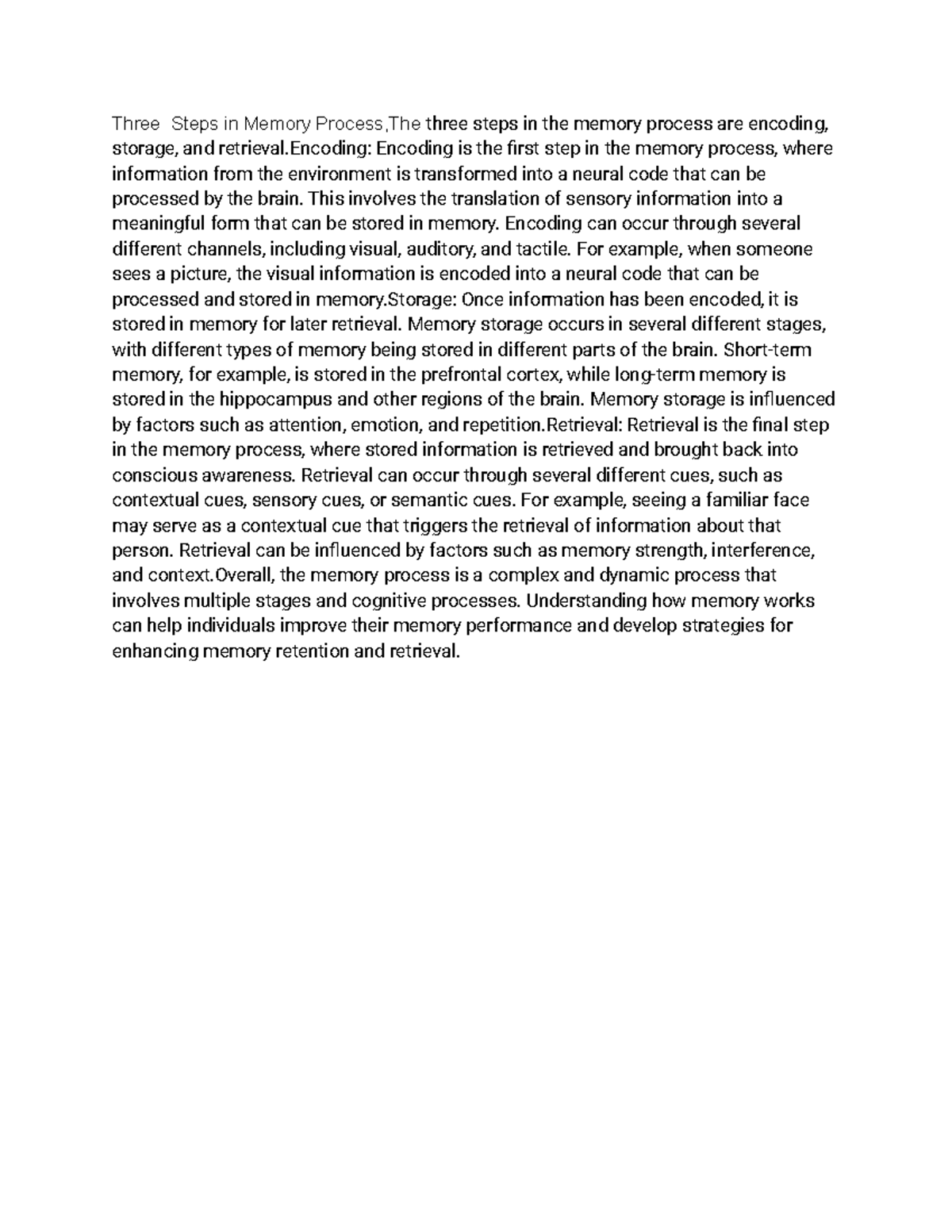 3 Steps in Memory Process - Three Steps in Memory Process,The three ...