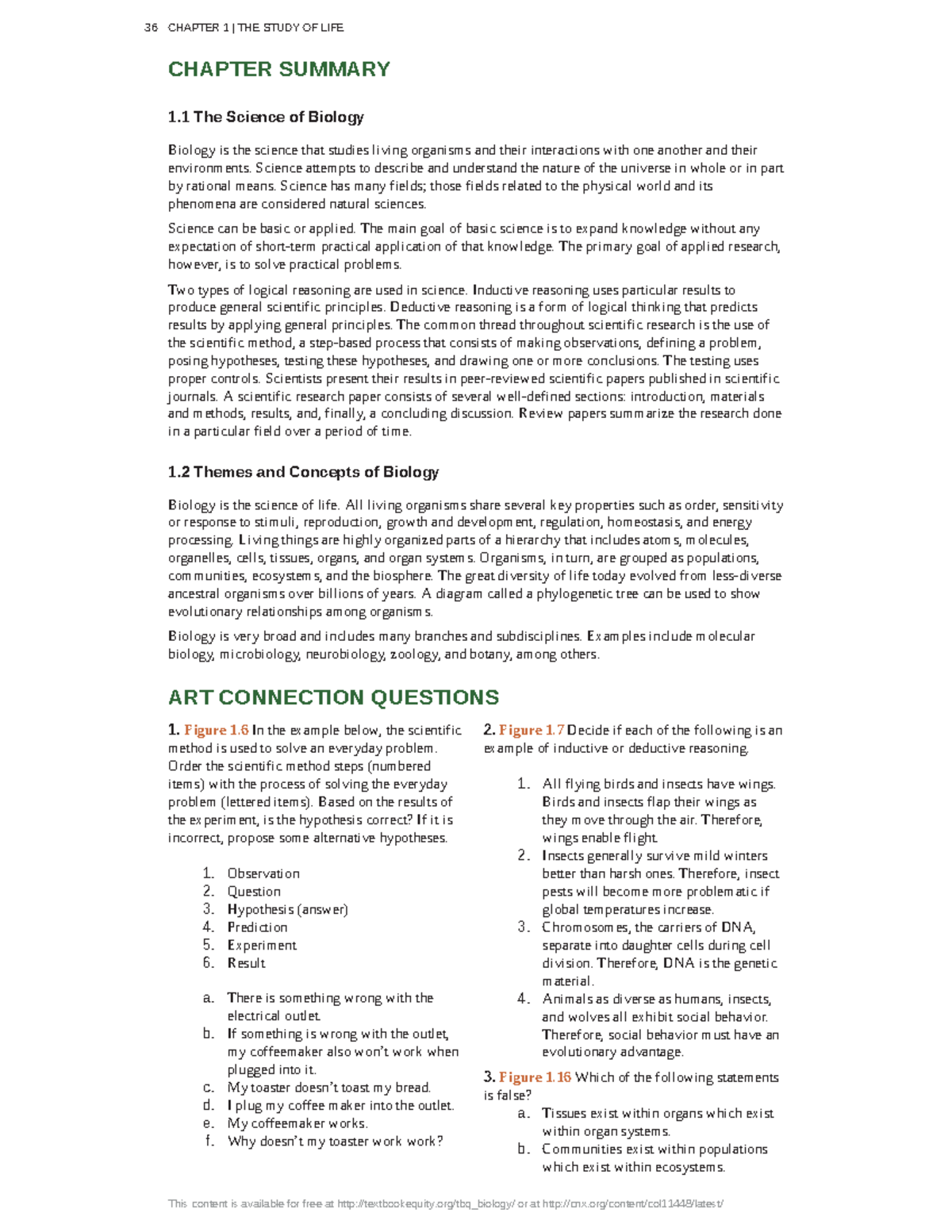 4 - hello - CHAPTER SUMMARY 1 The Science of Biology Biology is the ...