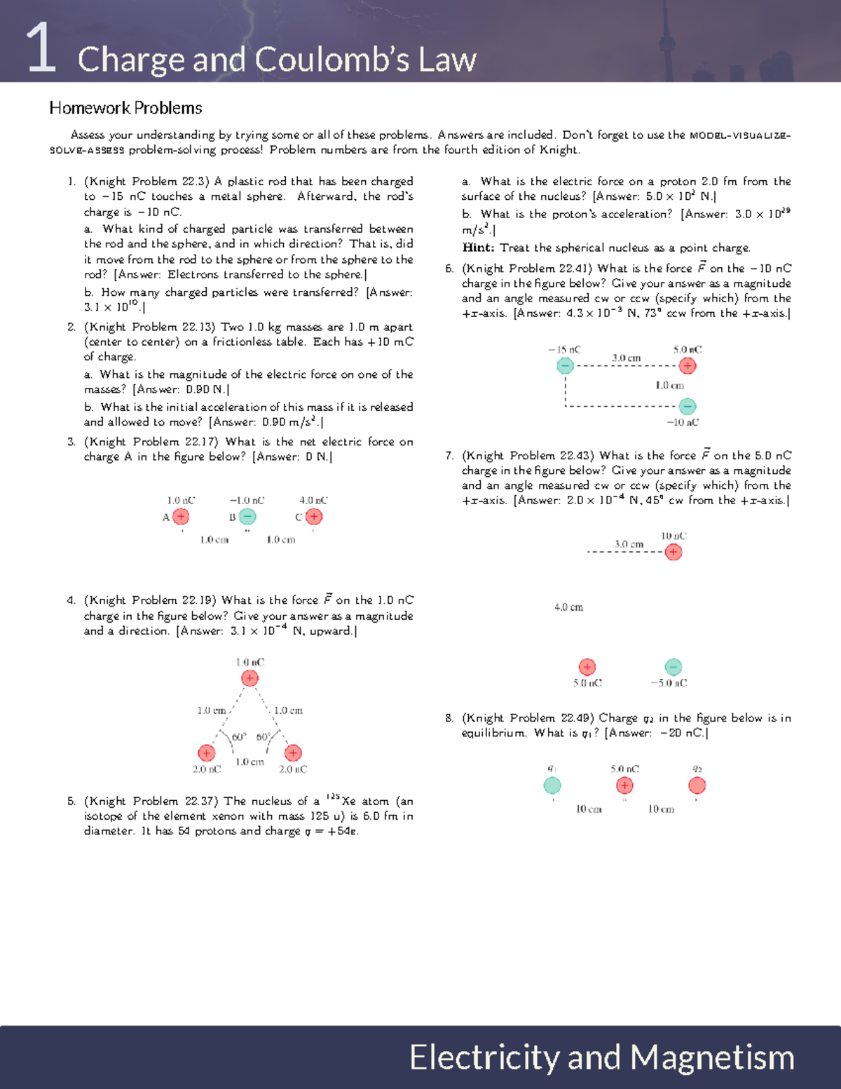 Homework - 1 - Charge and Coulomb's Law - 1 Charge and Coulomb’s Law ...