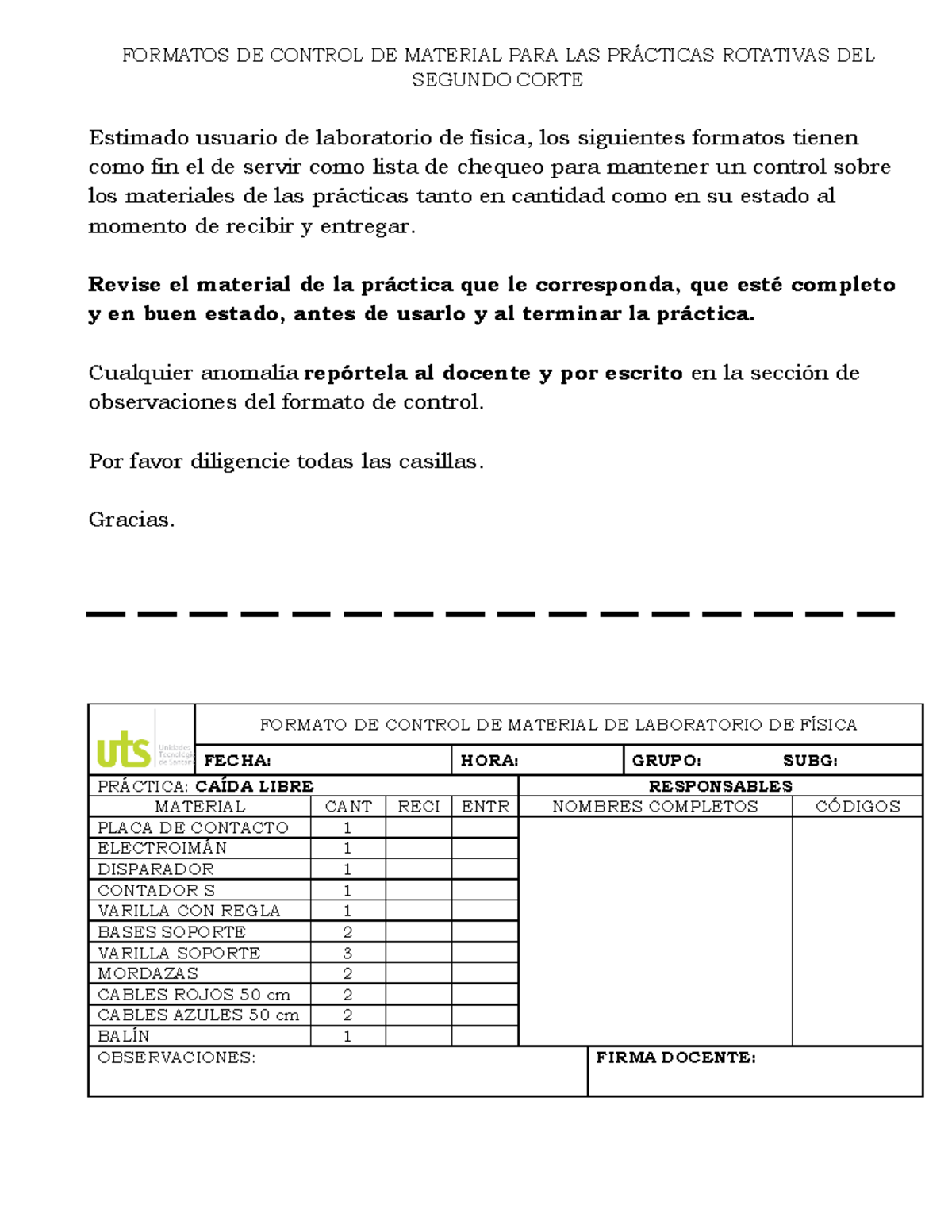 Control DE Prestamo DE Materiales 2023 2 - FORMATOS DE CONTROL DE ...