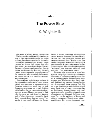 La teoría de la élite del poder del autor C - W. Mills. Explique de ...
