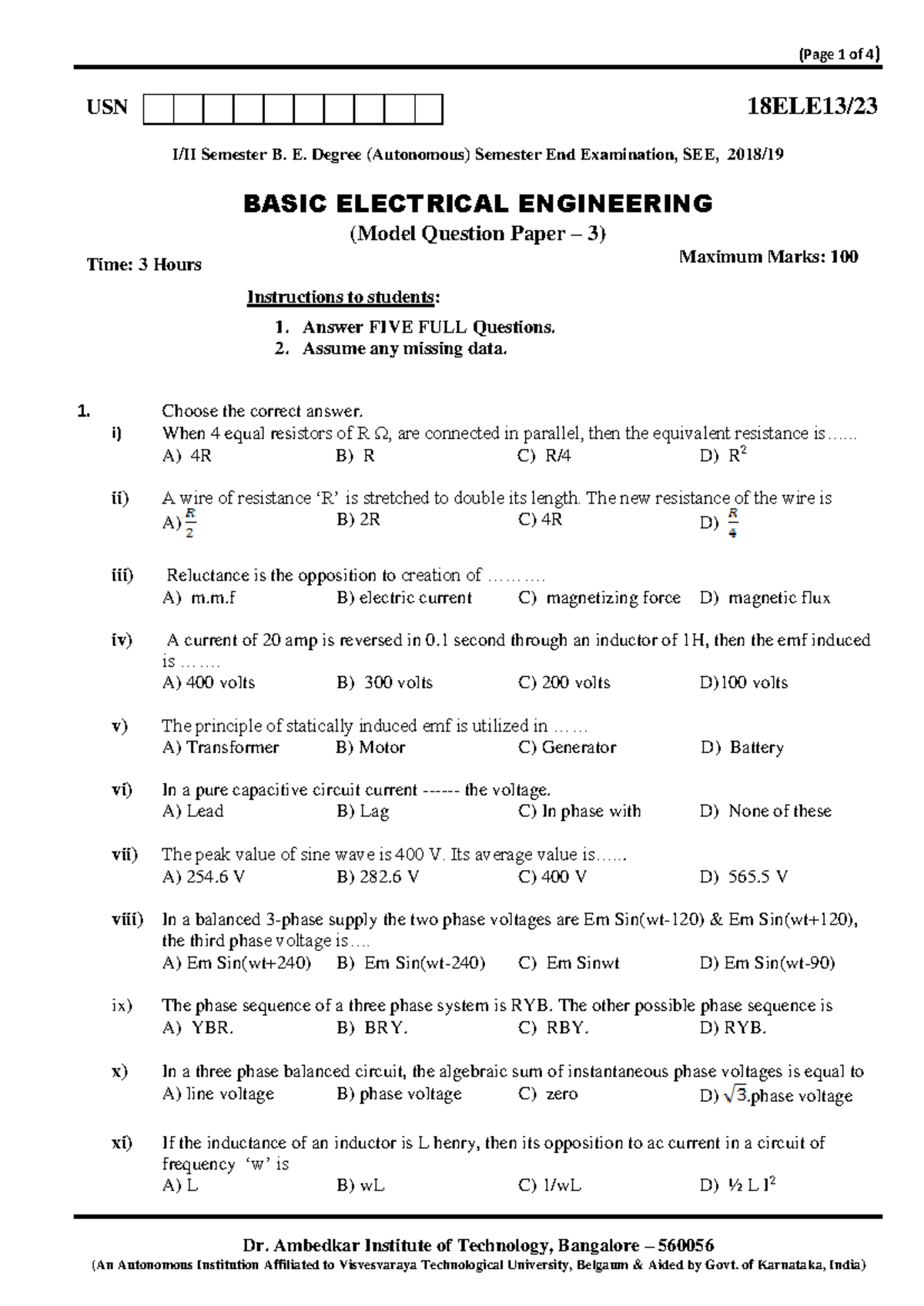 Electrical modal 3 - Dr. Ambedkar Institute of Technology, Bangalore ...