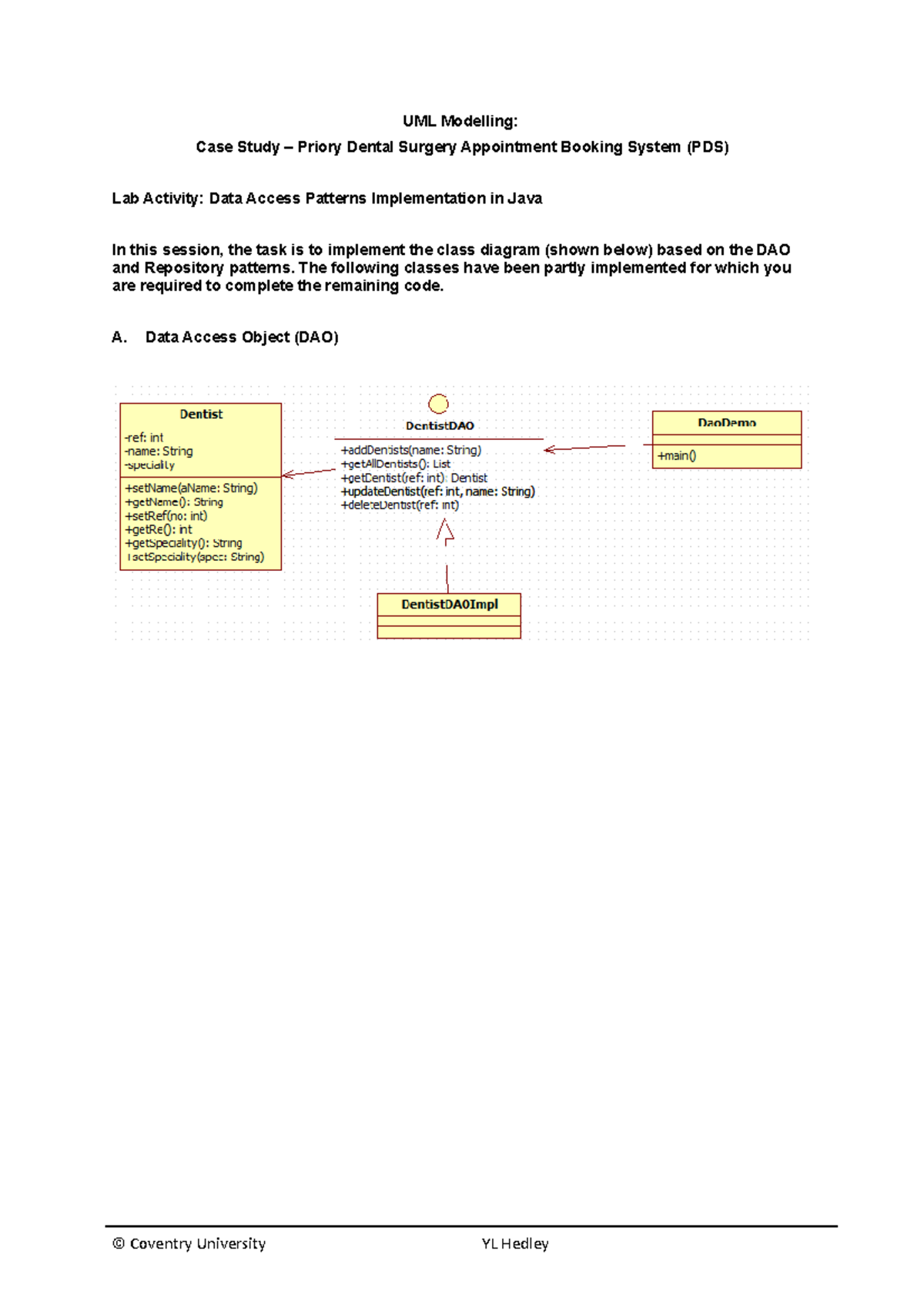 Lab Activity - Data Access Patterns v1 - UML Modelling: Case Study ...