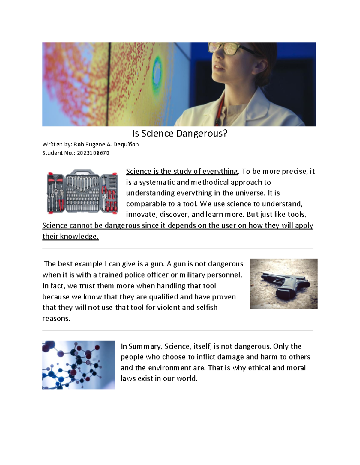 Is Science Dangerous? - Is Science Dangerous? Written by: Rob Eugene A ...