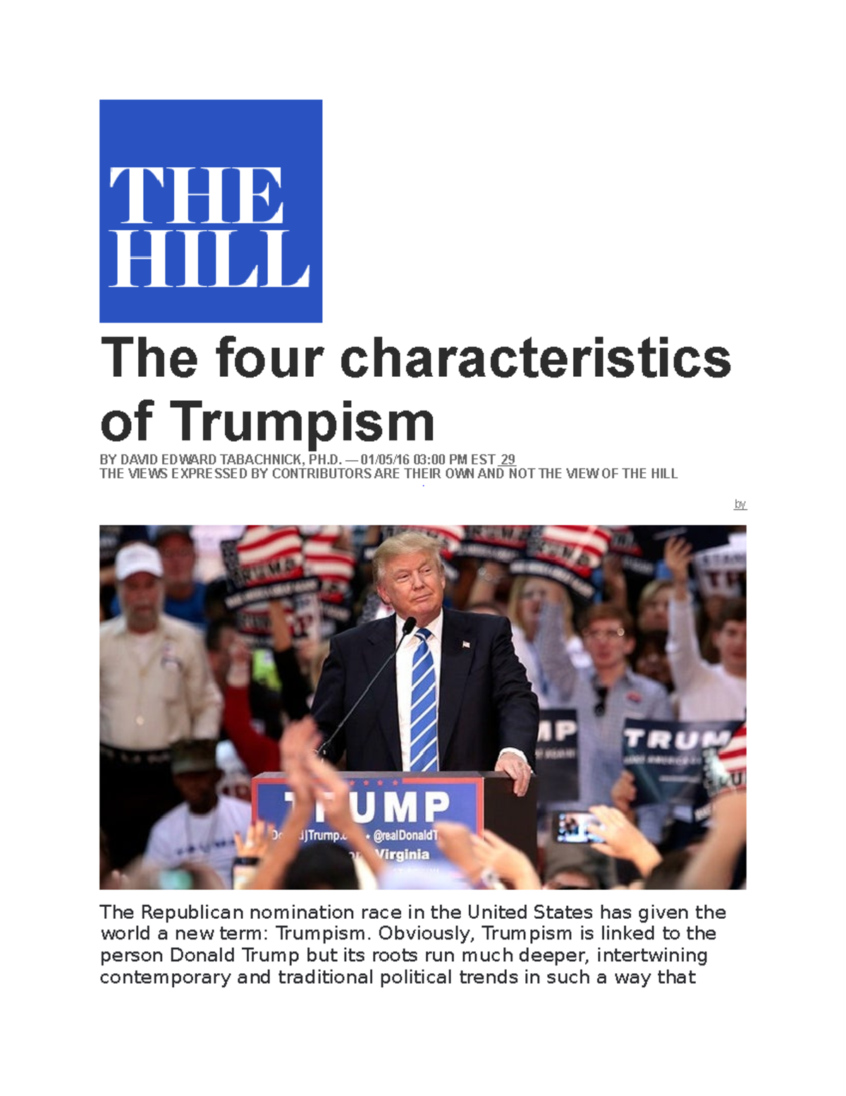 The four characteristics of Trumpism - The four characteristics of ...