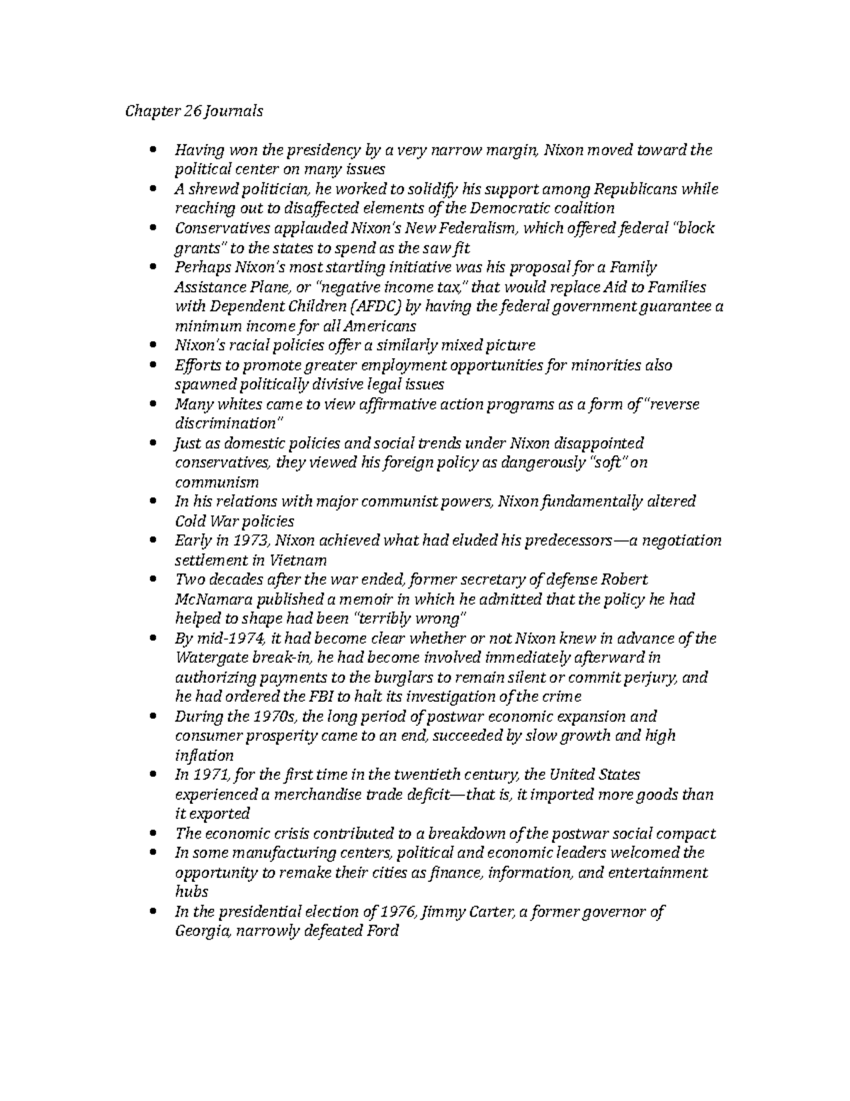 Chapter 26 Journals - Chapter 26 Journals Having won the presidency by ...