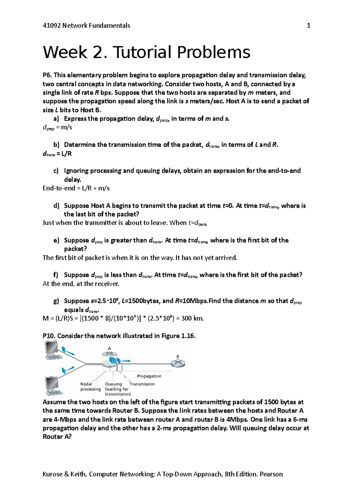 Week2-Tutorial Problem Submission - 41092 Network Fundamentals Week 2. Tutorial Problems P6 ...