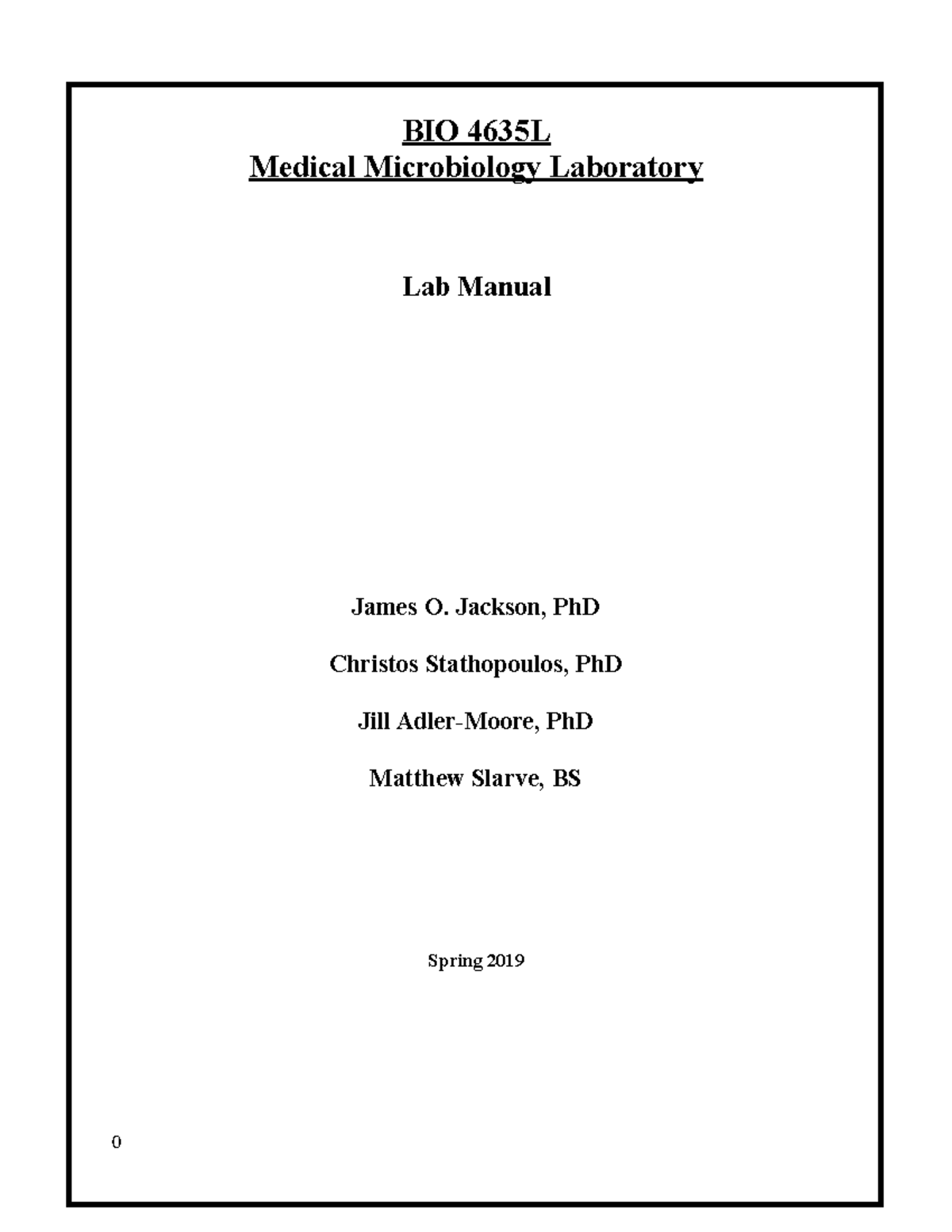 Bio 4635L Medical Microbiology lab manual - BIO 4635L Medical ...
