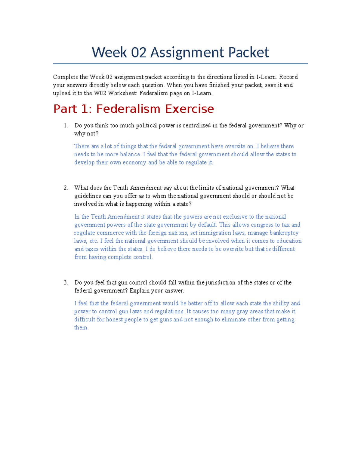 Polsc 110 samanthadalton week02Assignment Packet - Week 02 Assignment Packet Complete the Week ...