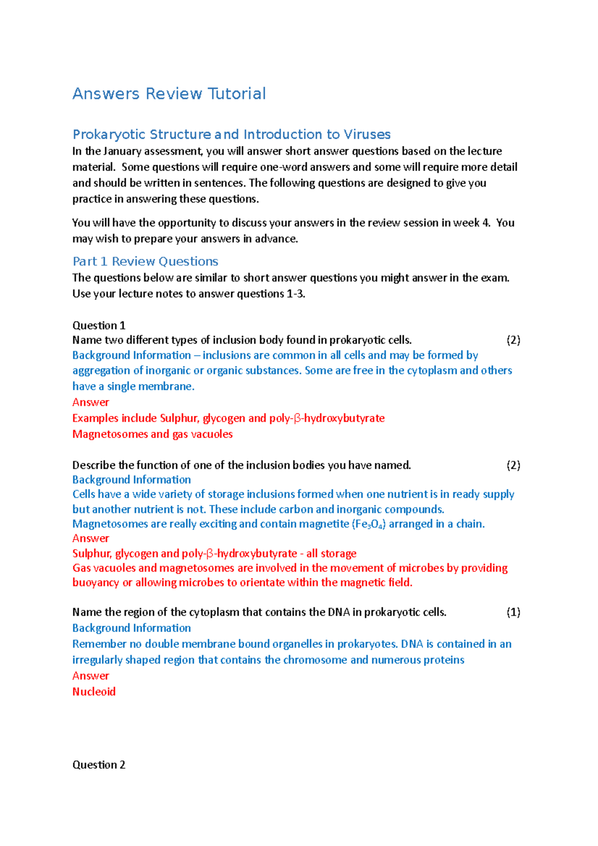 Answers Prokaryotes and Viruses Review Tutorial - Studocu