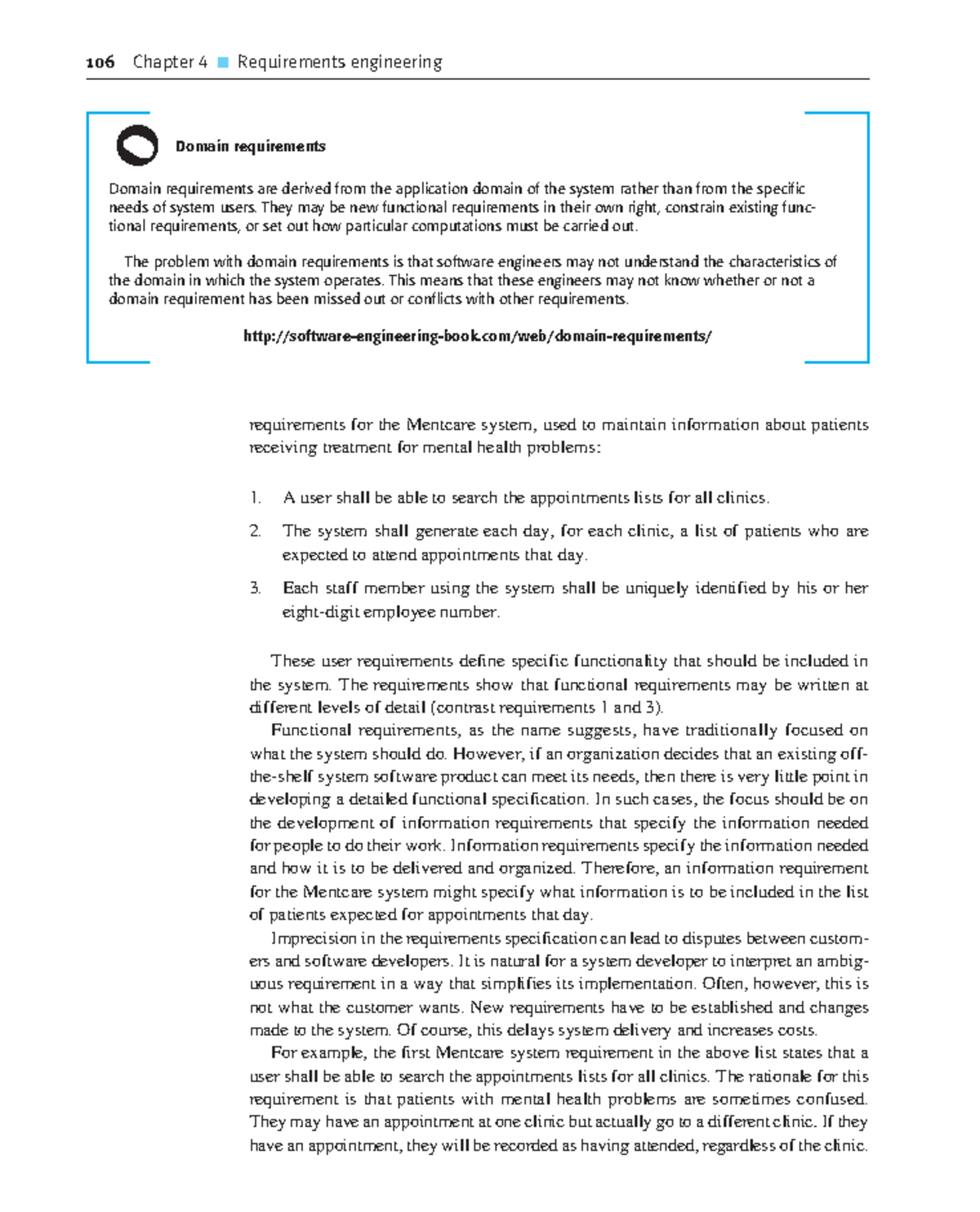 COEN 6311 - Lecture 9 - 106 Chapter 4 Requirements engineering requirements for the Mentcare ...