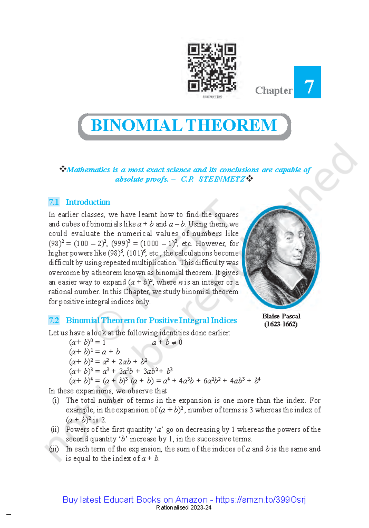 7. Binomial Theorem-1 - test upload - Buy latest Educart Books on ...