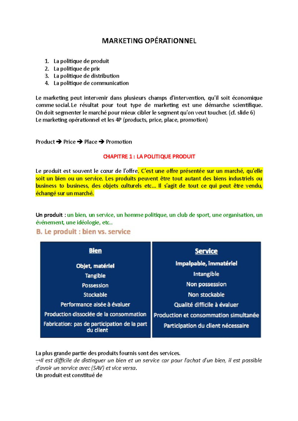 Chap.1 politique produit - MARKETING OPÉRATIONNEL La politique de ...