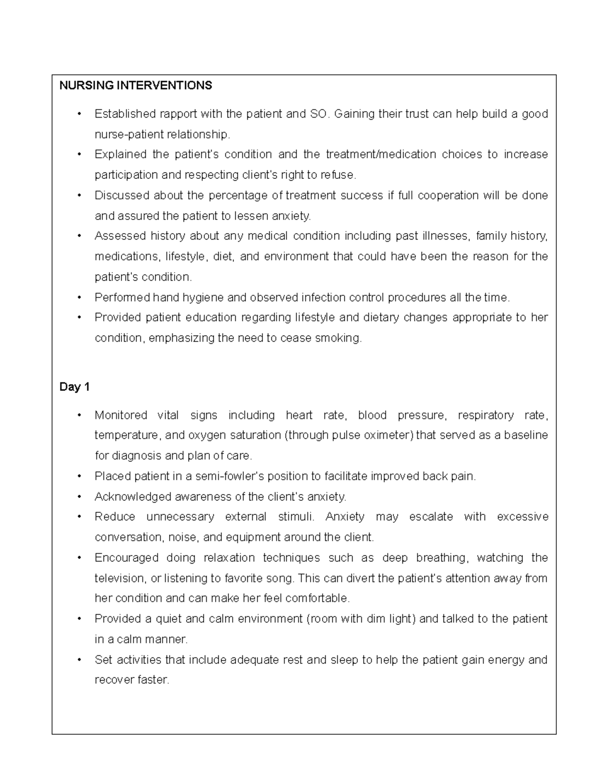 CASE 4- DAY 1 and 2THIS IS FOR NURSING STUDENTS ONLYY. - NURSING ...