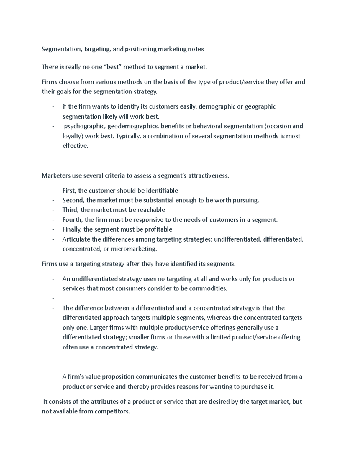 Marketuing Notes Segmentation Targeting And Positioning Segmentation Targeting And